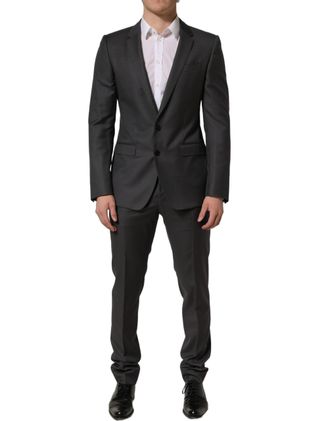 Dolce & Gabbana Gray Martini Slim Fit Formal 2piece Men Suit Virgin Wool
