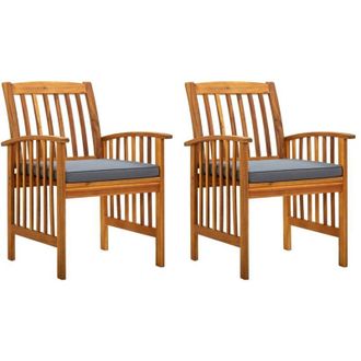 vidaXL Vidaxl - Chaises &agrave; d&icirc;ner de jardin 2pcs et coussins Bois dacacia massif