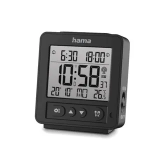 Hama Reveil Num&eacute;rique LDC (Mini R&eacute;veil Radio-Pilot&eacute; DCF, 2 Alarmes avec Acceleration, Snooze, Date, Temp&eacute;rature, R&eacute;tro&eacute;clairage avec Capteur, R&eacute;veil de Voy
