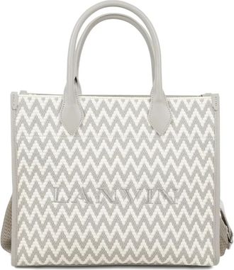 Lanvin Femme, Sacs, Multicolore, Taille: ONE Size Jacquard Cotton and Leather Tote Bag
