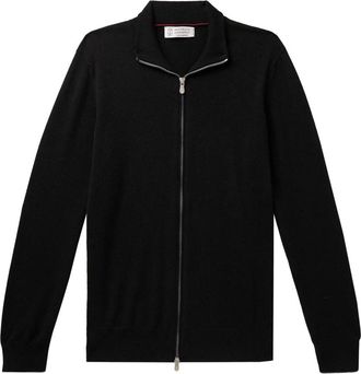 Brunello Cucinelli Homme, Sweatshirts et sweats &agrave; capuche, Noir, Taille: L Cardigan zipp&eacute; en cachemire