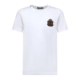Dolce & Gabbana T-Shirt mit Wappen-Patch - - Tops - Herren - Wei&szlig; - 3XL