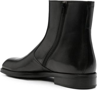 Christophe Lemaire Side-Zip Leather Ankle Boot - Black