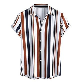 Generic Chemise hawa&iuml;enne &agrave; manches courtes en coton pour hommes : chemise de plage avec imprim&eacute; chemise d&eacute;t&eacute; boutonn&eacute;e chemise d&eacute;contract&eacute;e avec col rabattu 