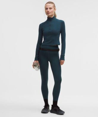 lululemon Fast and Free Leggings mit hohem Bund 5 Taschen f&uuml;r Frauen - 71 cm - Gr&ouml;&szlig;e 10 in Indochine Blue