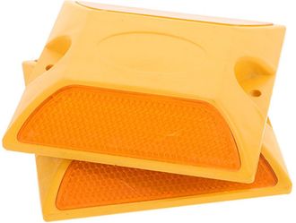 BESPORTBLE 2 St&uuml;ck Stra&szlig;enreflektoren Verkehrsweg Markierungsnagel Doppelseitig Reflektierend Kunststoff Gelb Sicherheitsreflektoren F&uuml;r Fahrbahnparkpl&auml;tze Nacht