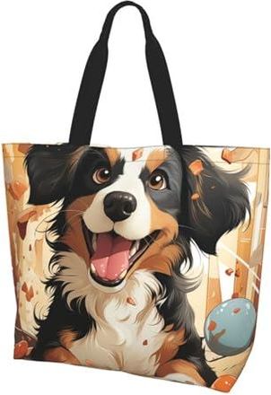 Generic Chiot Heureux Sac A Main Femmes Grand Sacs D&eacute;contract&eacute; Sac Fourre-Tout Pour Universit&eacute; Plage Gym