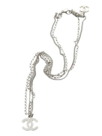 Chanel collier &agrave; pendentif logo CC (2009) - Argent