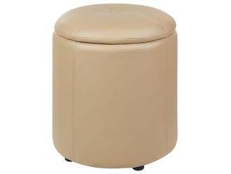 Beliani Eleganter Pouf aus Kunstleder in Beige mit praktischem Stauraum Maryland