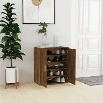 vidaXL Vidaxl - Meuble &agrave; chaussures Ch&ecirc;ne fum&eacute; 60x35x70 cm Bois ding&eacute;nierie