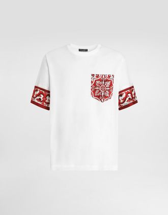 Dolce & Gabbana T-shirt Aus Baumwolle Mit Majolika-print - Mann T-shirts Und Polos Multicolor 44