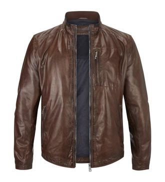Milestone Lederjacke MSJumper aus feinem Lammleder Stehkragen mit Strickdetails