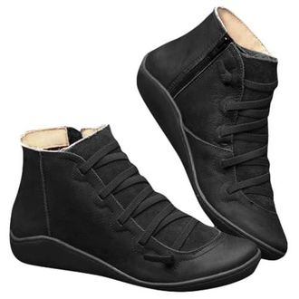 Generic Bottines courtes Chelsea imperm&eacute;ables &agrave; talon carr&eacute; bas pour femme - Antid&eacute;rapantes - Fermeture &eacute;clair lat&eacute;rale - Soutien de la vo&ucirc;te plantaire - Bott