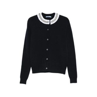 Prada Crystal-embellished Ruffled-collar Cardigan