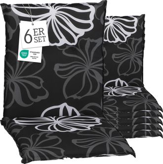 Beo Barcelona Niedriglehner Gartenstuhlauflagen 6er Set | Waschbar | Öko-Tex Standard | Atmungsaktive Sitzkissen Outdoor | UV-beständig | Extra Dicke Pols