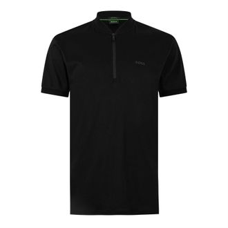 HUGO BOSS Pl Unity Pariq Poloshirt f&uuml;r Herren, mit kurzem Rei&szlig;verschluss, Regul&auml;r (Schwarz)
