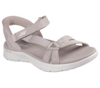 Skechers Damen Go Walk Flex Sandale, beleuchtet, freihändig, Slip-Ins, Fisherman, Taupe, 35 EU