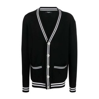 Balmain Kontrastierender V-Ausschnitt Cardigan - - Knitwear - Herren - Schwarzk - XL