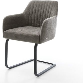DELIFE Freischwinger Greg-Flex Boucl&eacute; Soft Schlamm Freischwinger flach Schwarz Taschenfederkern, Esszimmerst&uuml;hle