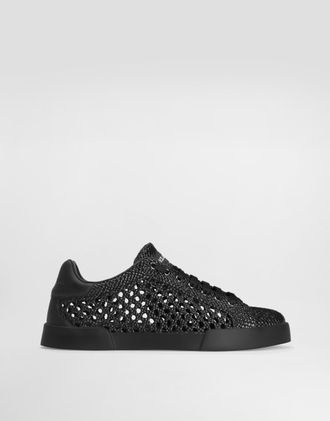 Dolce & Gabbana Sneaker Portofino Aus Geflochtenem Leder - Mann Sneakers Schwarz 40.5