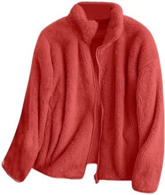 Generic Oyuchga Veste en peluche chaude pour femme - Fermeture &eacute;clair - Manteau en peluche - Veste polaire - D&eacute;contract&eacute;e - Col montant - Manches longues - Ve