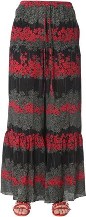 Red Valentino Femme, Pantalons, Noir, Taille: 38 FR Pantalon Imprim&eacute; Pivoines R&ecirc;veuses