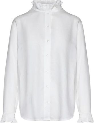 Silvian Heach Femme, Blouses et Chemises, Blanc, Taille: 36 FR Gathered-Collar Shirt