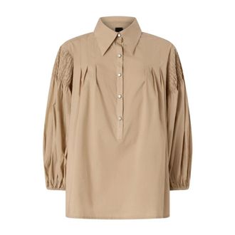 Pinko Pinko, Femme, Blouses et Chemises, Beige, Taille: 36 FR Bouquet Smocked Blouse