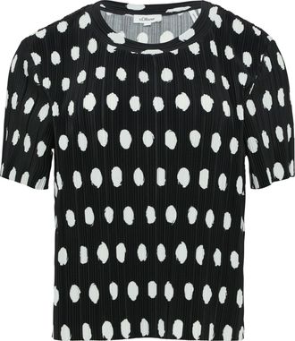 s.Oliver Verk&uuml;rztes T-Shirt aus Plissee mit Rundhalsausschnitt