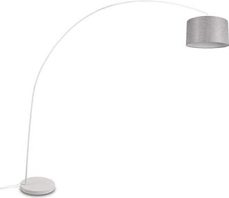 Trio Leuchten Stehleuchte Mansur 419200131, Metall Wei&szlig; matt, Schirm Stoff Grau/Wei&szlig;, exkl. 1x E27