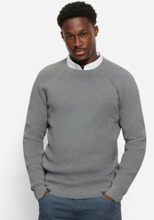 Olymp Rundhalspullover Waffle Structure Rundhals, casual, unifarben, regular fit