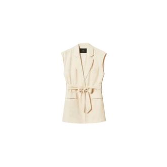 Twinset Femme, Vestes, Beige, Taille: 42 FR Veste sans Manches avec Imprim&eacute; et Ceinture
