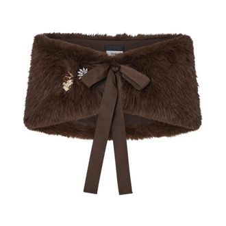 Liu Jo Pelzstola mit Broschen - - Accessories - Damen - Braun - ONE SIZE