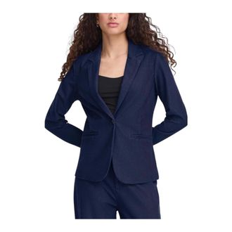 Ichi Ichi, Femme, Vestes, Bleu, Taille: 40 FR Blazer Boutonn&eacute; D&eacute;collet&eacute; en V