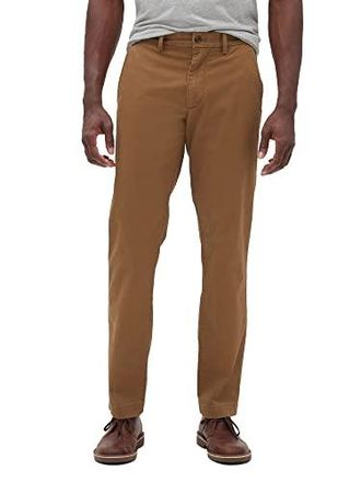GAP Essential Straight Fit Khaki Chino Pants Kakis, Palomino Brown Global, 34W x 30L Homme