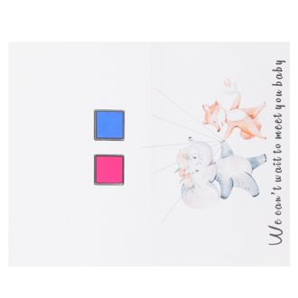 BESTONZON Gender Reveal G&auml;stebuch mit Fingerabdruckbaum Party Dekorationsset f&uuml;r Babyparty Inkl Blau Pinkem Farbkissen und Poster Erinnerung f&uuml;r Gender Reveal F