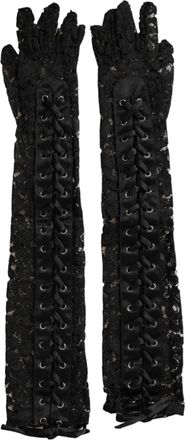 Dolce & Gabbana Womens Black Taormina Lace Elbow Length Gloves Fabric