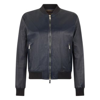 Moorer Femme, Vestes, Bleu, Taille: 38 FR Blouson en cuir