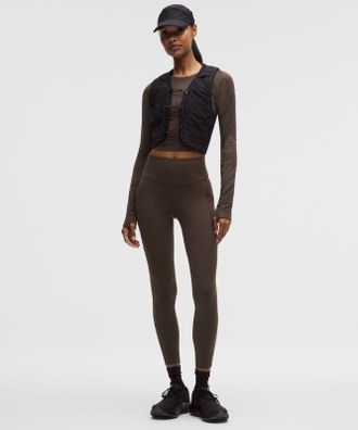 lululemon Fast and Free Leggings mit hohem Bund 5 Taschen f&uuml;r Frauen - 64 cm - Gr&ouml;&szlig;e 10 in Walnut Crunch