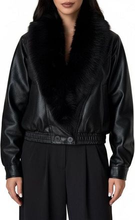 Ital-Design Lederimitatjacke Lederimitat-Jacke mit Fellkragen für Damen (90763989) Dekofell Gefüttert Winterjacke in Schwarz