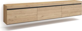 Skraut Home | TV-Schrank, Lowboard | für Wohnzimmer und Esszimmer | 240x45x35 cm | Hängend | Moderner Stil | Eiche