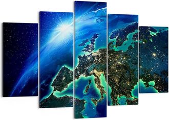 Arttor Bilder auf Leinwand 150x100cm Leinwandbild Nacht raum welt ansicht Groß XXL Wanddeko Bild Schlafzimmer Set 5 teilige Wandbilder Dekoration Wohnzimmer 