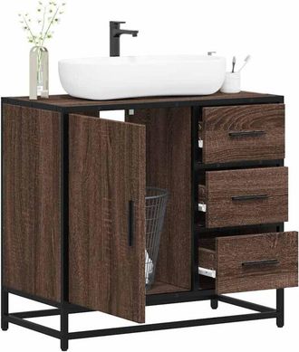 vidaXL Vidaxl - Armoire de lavabo de salle de bain chêne marron 65x33x60 cm