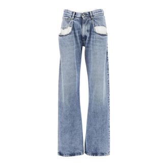 Maison Margiela Femme, Jeans, Bleu, Taille: 40 FR Jeans Droits Avec Poches Contrastées