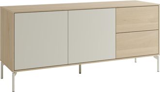 Sch&ouml;ner Wohnen Kollektion Sideboard LABOE/Eichefarbig Bianco hell, seidengrau/Push-to-Open Funktion/variabel montierbare Metallf&uuml;&szlig;e/Kommode/Anrichte/B 149, H 67, T 41 cm