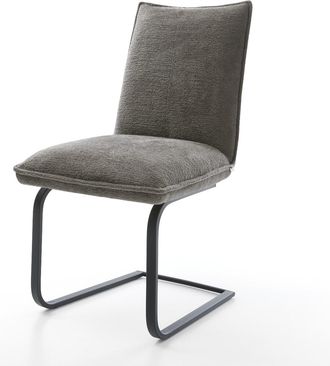 DELIFE Freischwinger Lelio-Flex Boucl&eacute; Soft Schlamm Freischwinger flach Schwarz Taschenfederkern, Esszimmerst&uuml;hle