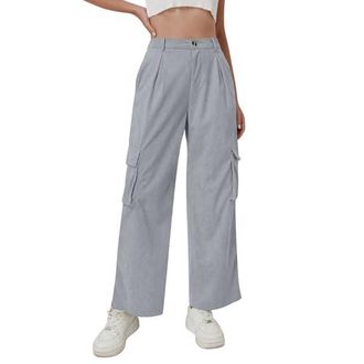 Generic Pantalon cargo dhiver pour femme, pantalon en velours côtelé pour femme, pantalon dentraînement de marche tendance, pantalon à jambe large taille haut