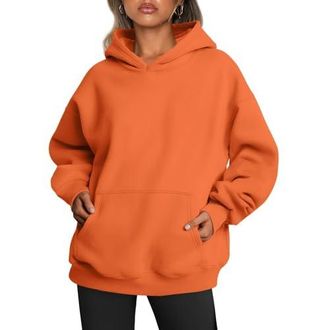 Generic Sweats à capuche surdimensionnés pour femmes, avec poche avant, pull basique décontracté et confortable, tenue dautomne 2025, Orange, x_l