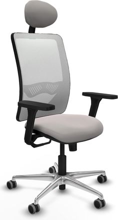 Piqueras y Crespo Wei&szlig;er Schreibtischstuhl Zulema mit 3D-Armlehnen, h&ouml;henverstellbarer Lendenwirbelst&uuml;tze und festem Kopfteil, ausgestattet mit 3 Positionen und Schneid