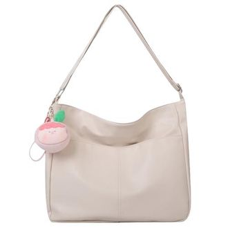 Generic Tote pour femmes en cuir synth&eacute;tique &eacute;l&eacute;gante avec bandouli&egrave;re, sac &agrave; &eacute;paule zipp&eacute;, pendentif, sac d&eacute;paule solide pour travail, shopping, voyage, ext&eacute;